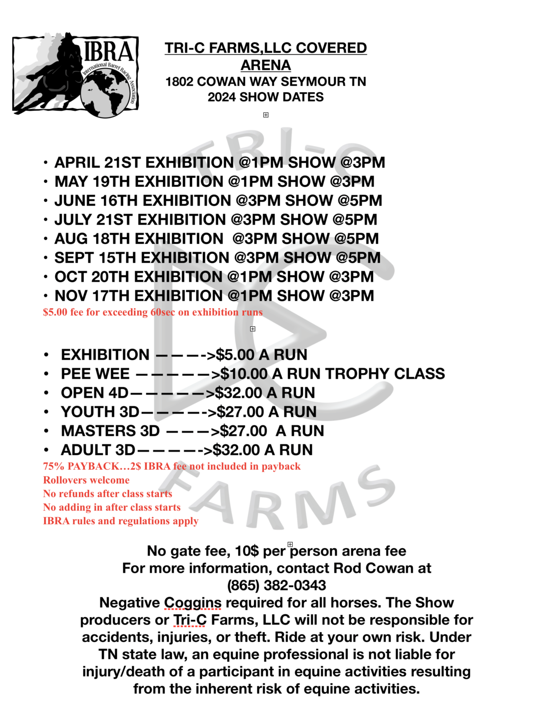 Barrel Show Schedule – Tri C Farms LLC
